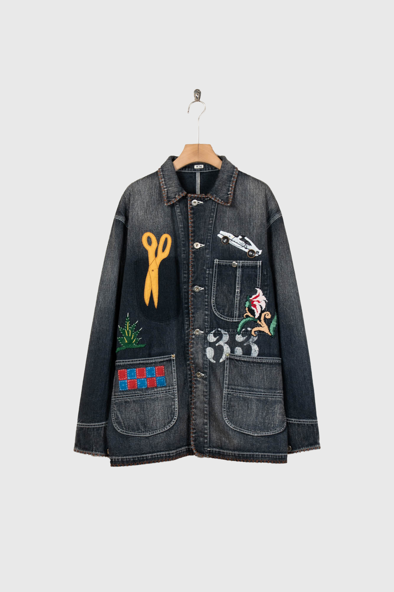 Hand-Embroidered Denim Coverall – sign | サイン